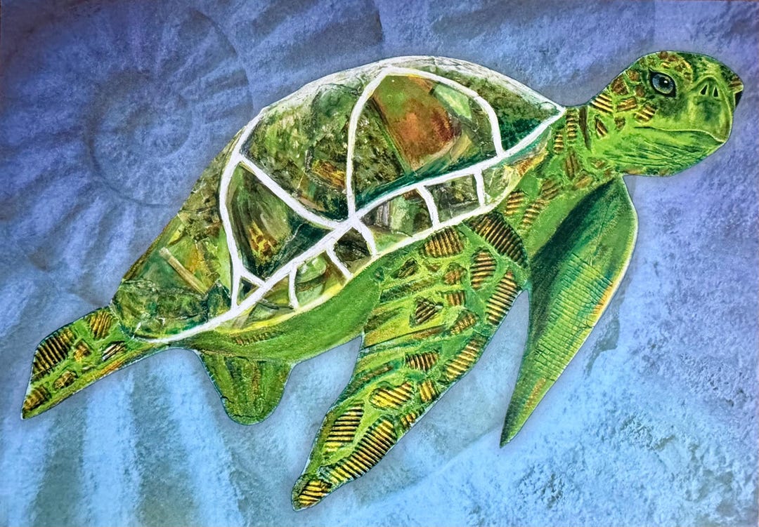 The Mystery Maker. Sea Turtle Spirit Guide Art Printed Onto Quality ...