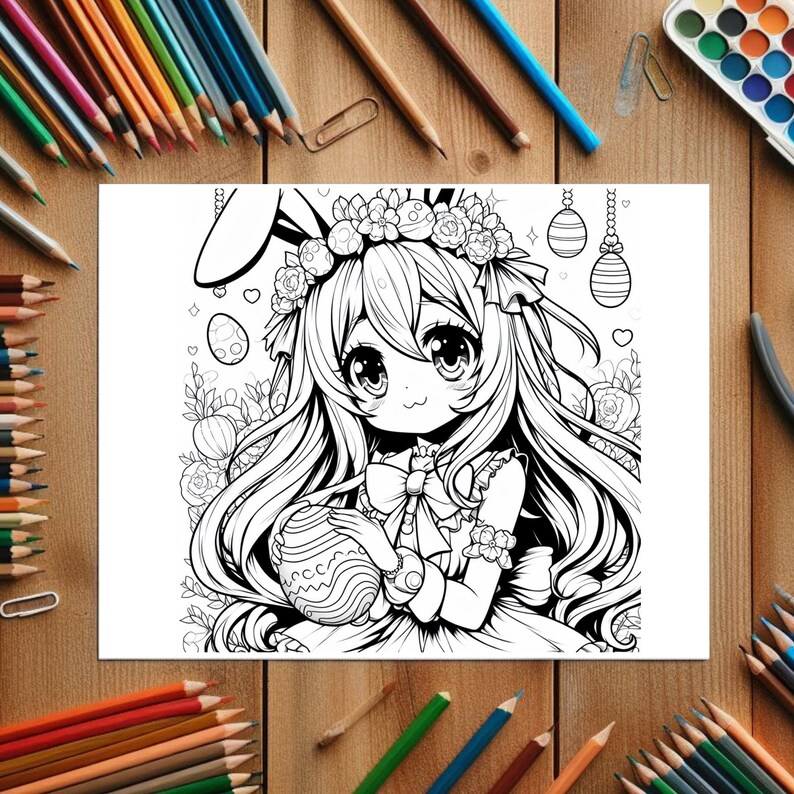 Anime / Manga Easter Bunny COLOURING PAGES 24 Printable Coloring Pages ...