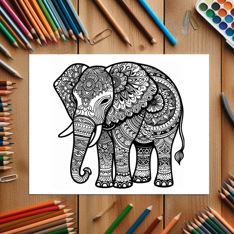 Mandala Elephants COLOURING PAGES 36 Printable Coloring Pages, Mindful ...