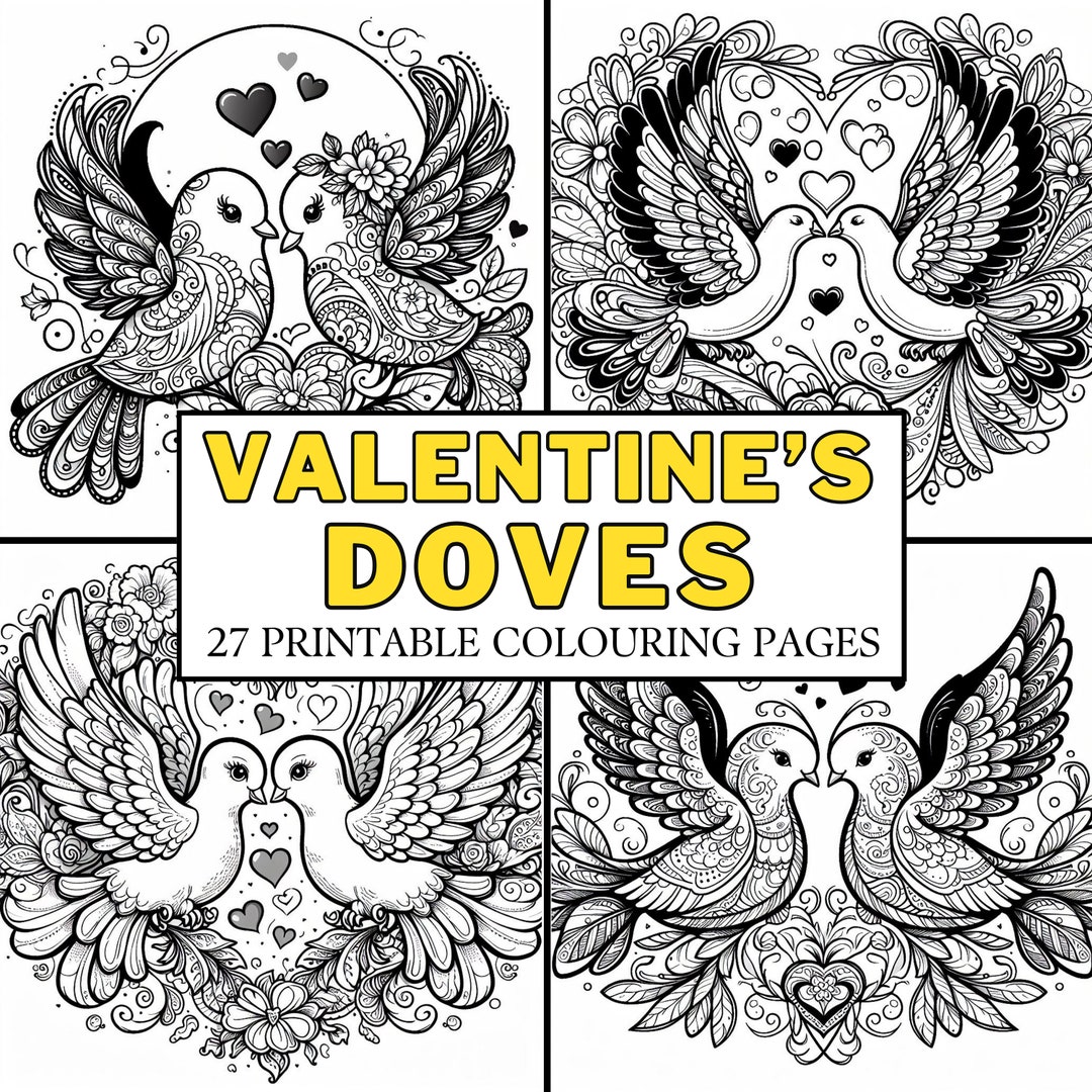 Doves in Love COLOURING PAGES 27 Printable Coloring Pages, Valentine's ...