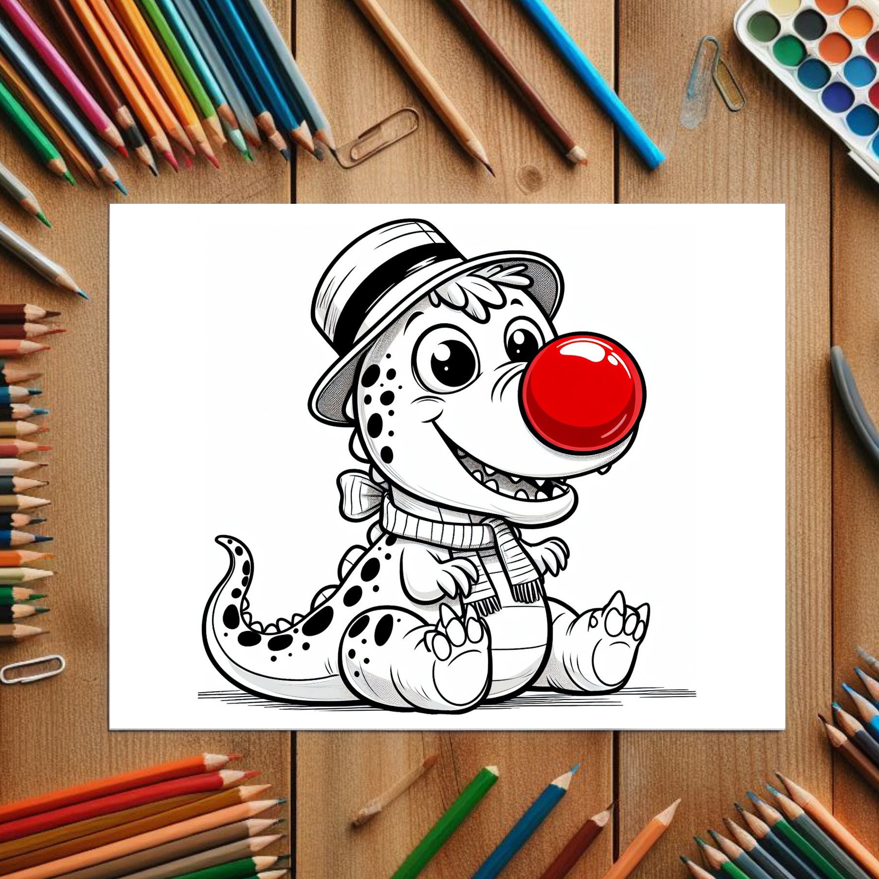 Red Nose Day Dinosaurs COLOURING PAGES 19 Printable Coloring Pages, Fun ...