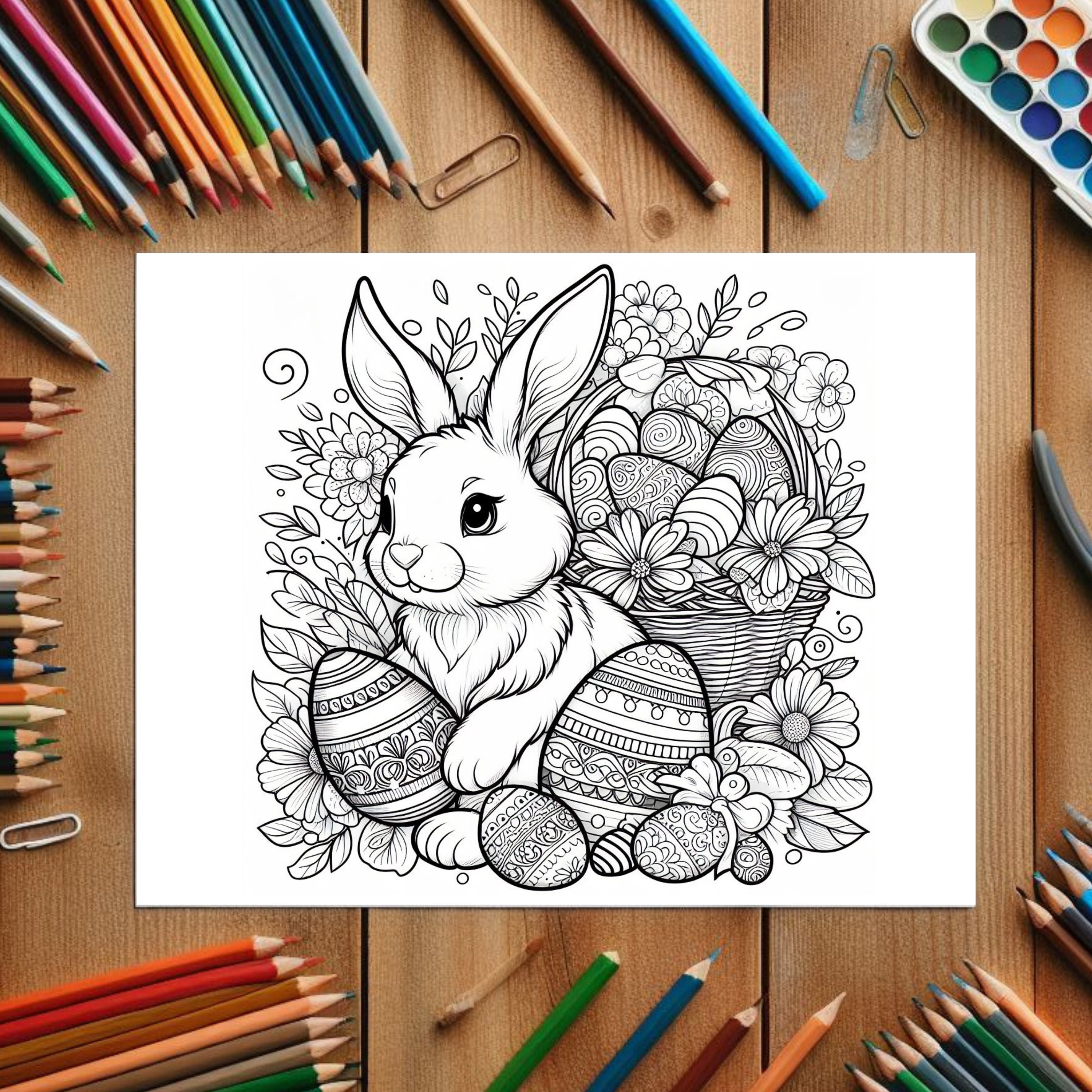 Easter Bunny COLOURING PAGES 22 Printable Coloring Pages, Mindful ...