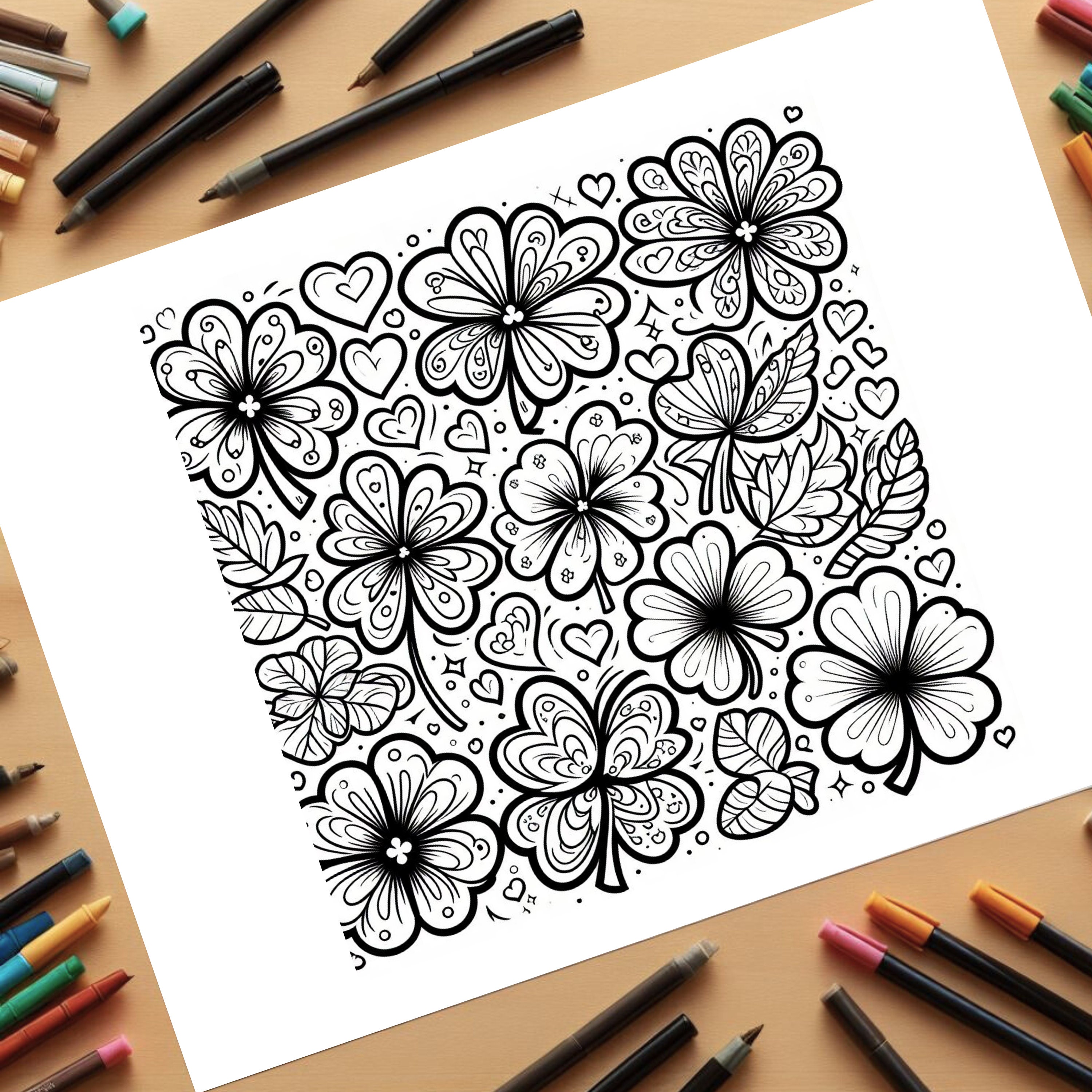St Patrick's Day Clovers COLOURING PAGES 30 Printable Coloring Pages ...