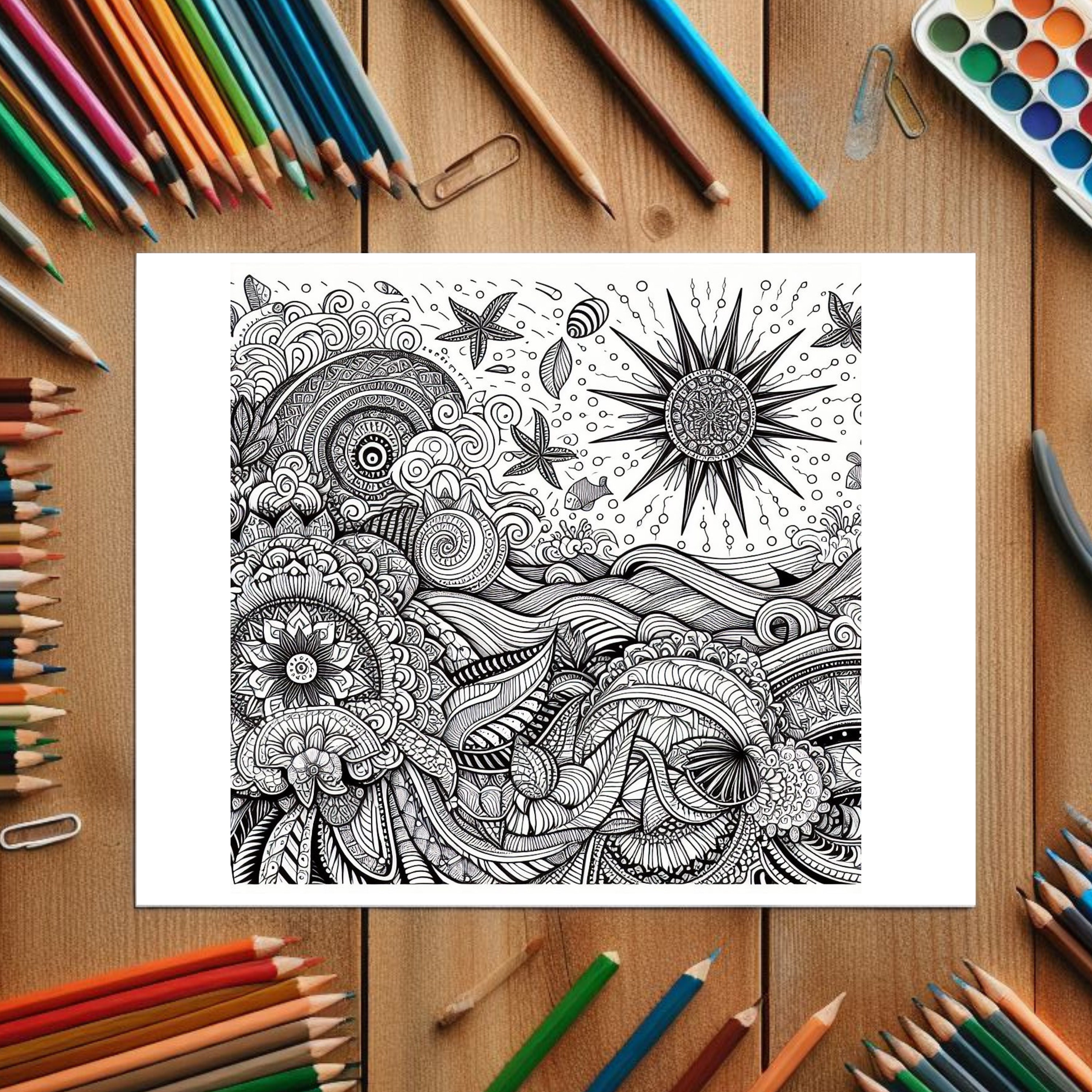 Ocean Mandala COLOURING PAGES 32 Printable Coloring Pages, Relaxation ...