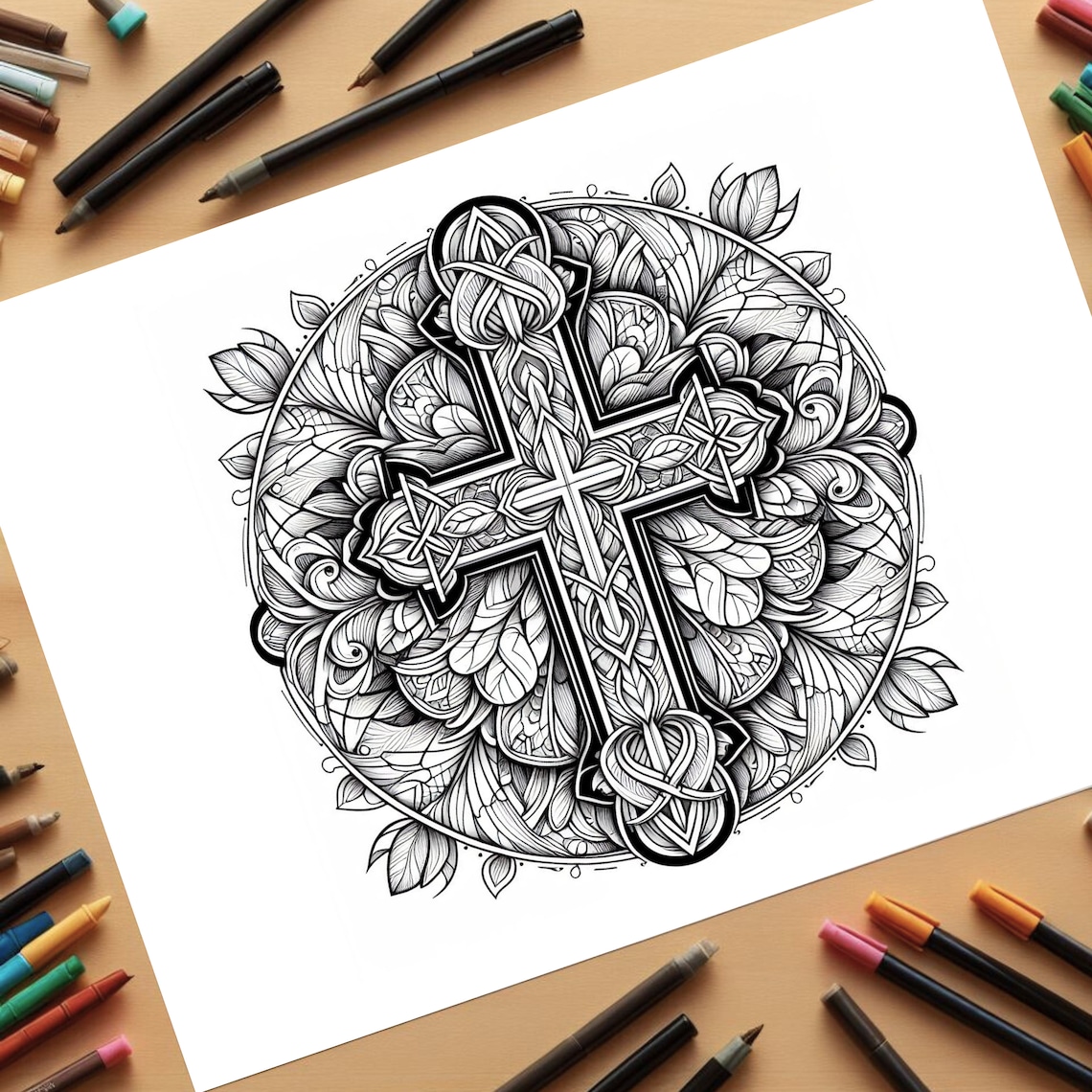Christian Cross Mandala COLOURING PAGES 21 Printable Coloring Pages ...