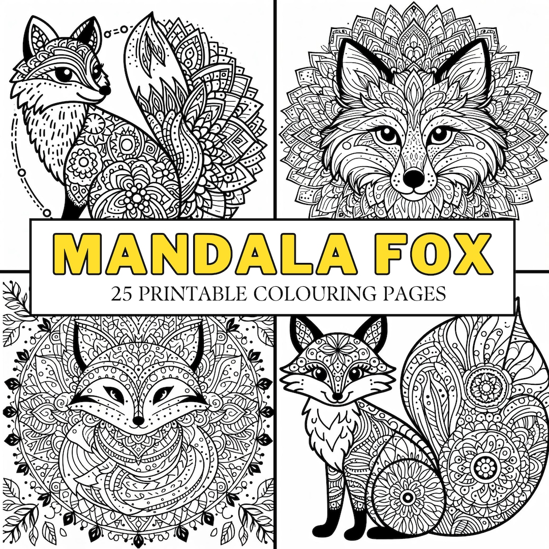 Mandala Fox COLOURING PAGES 25 Printable Coloring Pages, Mindful ...