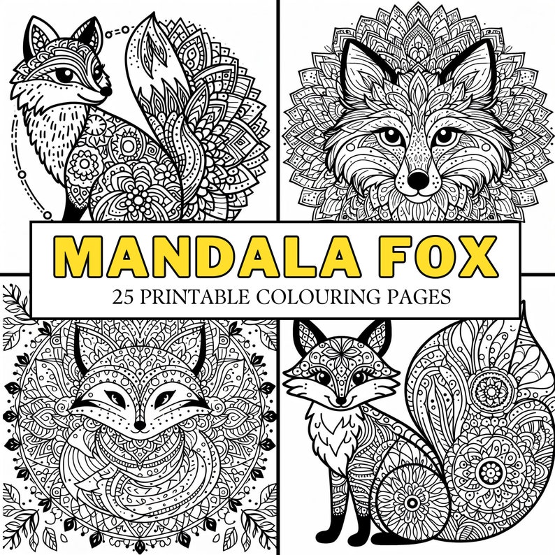 Mandala Fox COLOURING PAGES 25 Printable Coloring Pages, Mindful ...