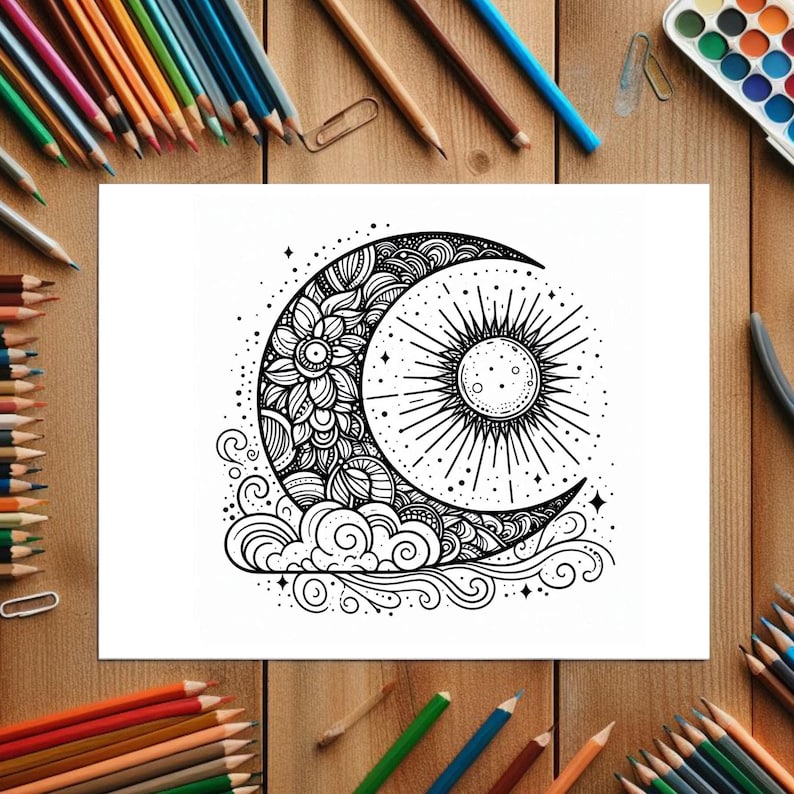 Moon COLOURING PAGES 26 Printable Coloring Pages, Mindful, Relaxing ...