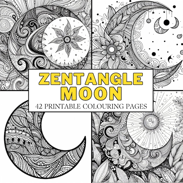Moon Zentangle - Etsy