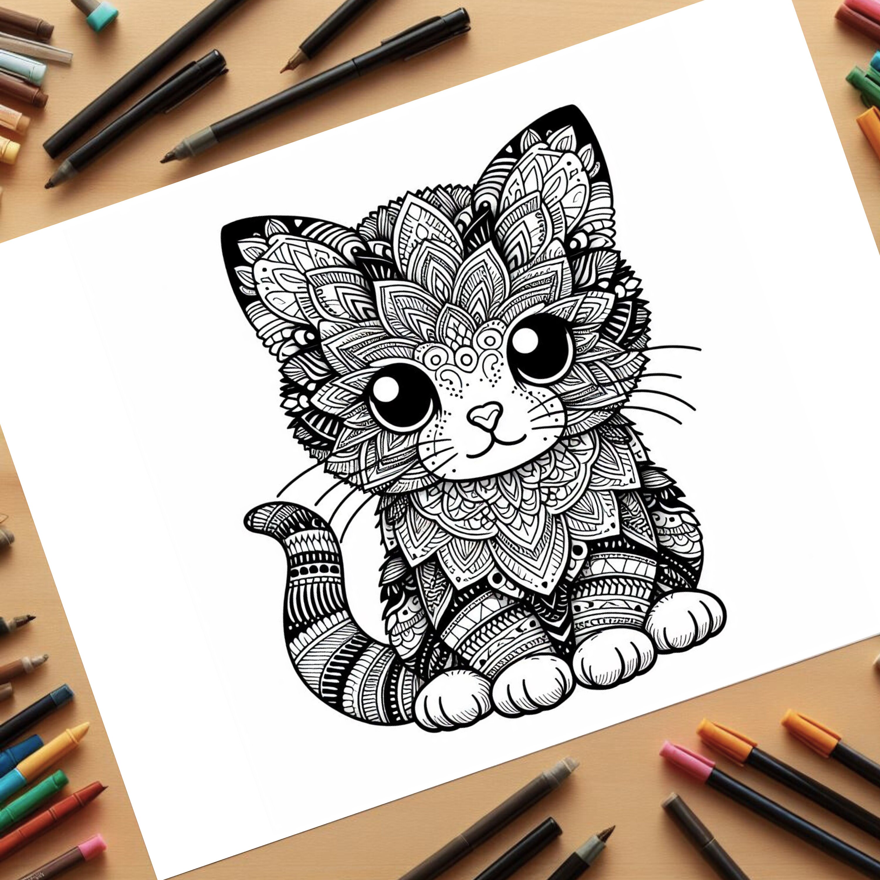 Mandala Kittens COLOURING PAGES 26 Printable Coloring Pages, Mindful ...