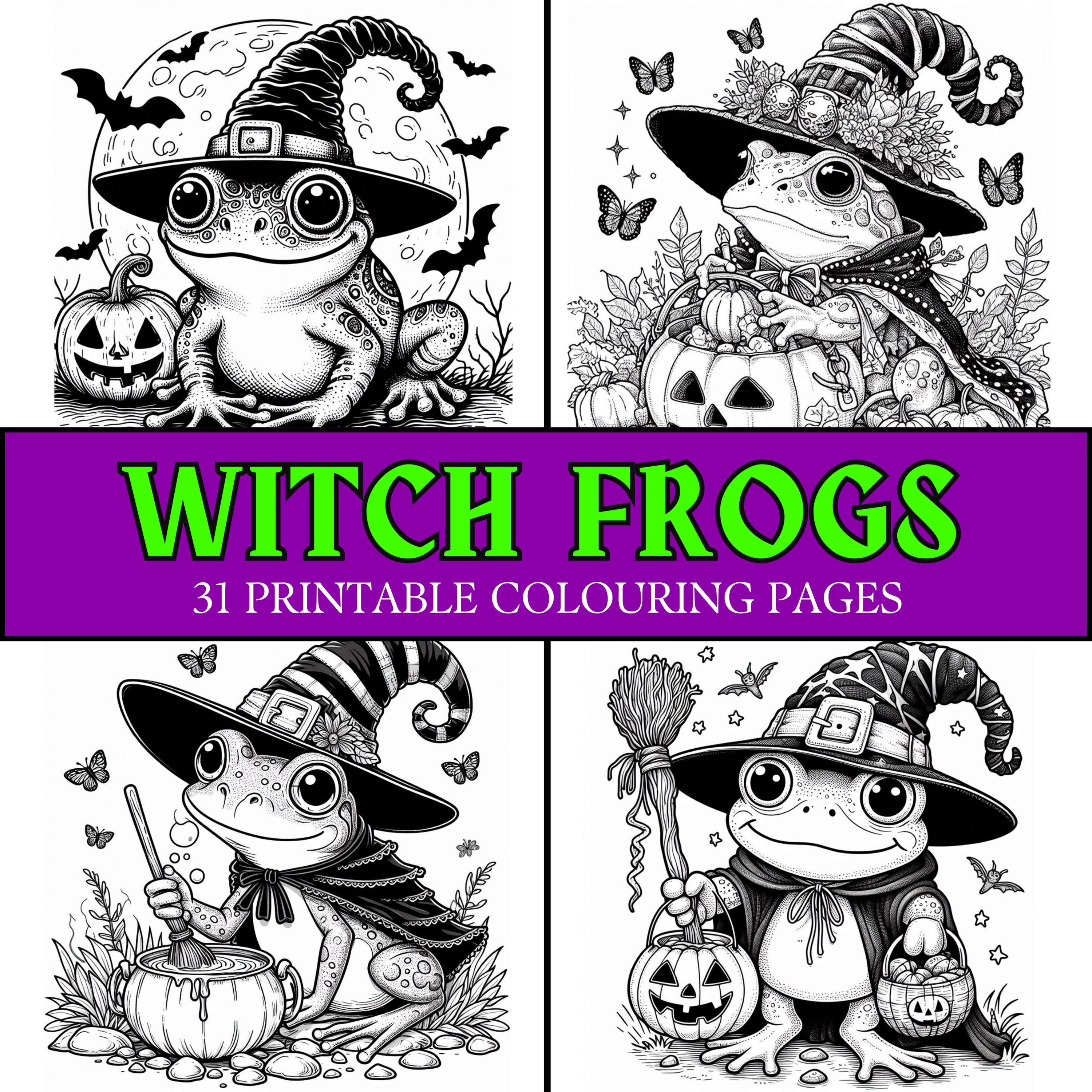 Halloween Witch Frogs COLOURING PAGES 31 Printable Coloring Pages, Fun ...