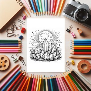 Moon Crystals COLOURING PAGES 30 Magic Spiritual, Astrology Celestial ...