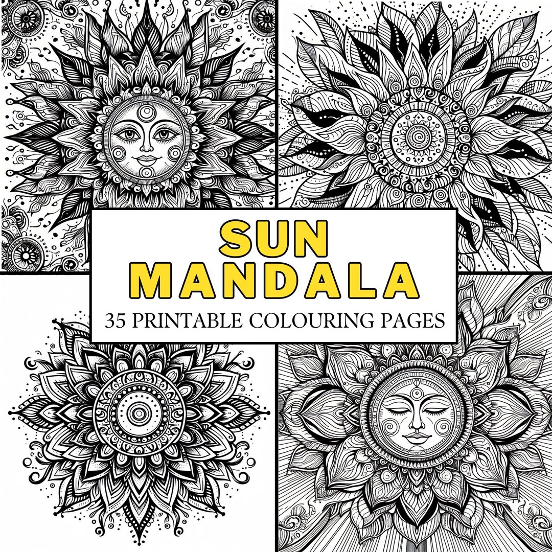 Sun Mandala COLOURING PAGES 35 Printable Coloring Pages, Relaxation ...