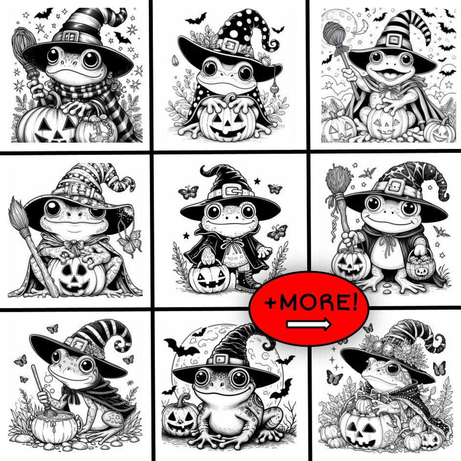 Halloween Witch Frogs COLOURING PAGES 31 Printable Coloring Pages, Fun ...