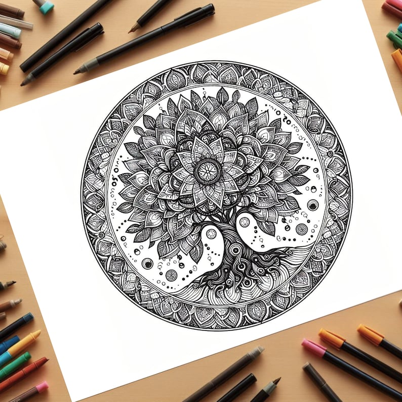Tree of Life Mandalas COLOURING PAGES 46 Magic, Spiritual, Printable ...