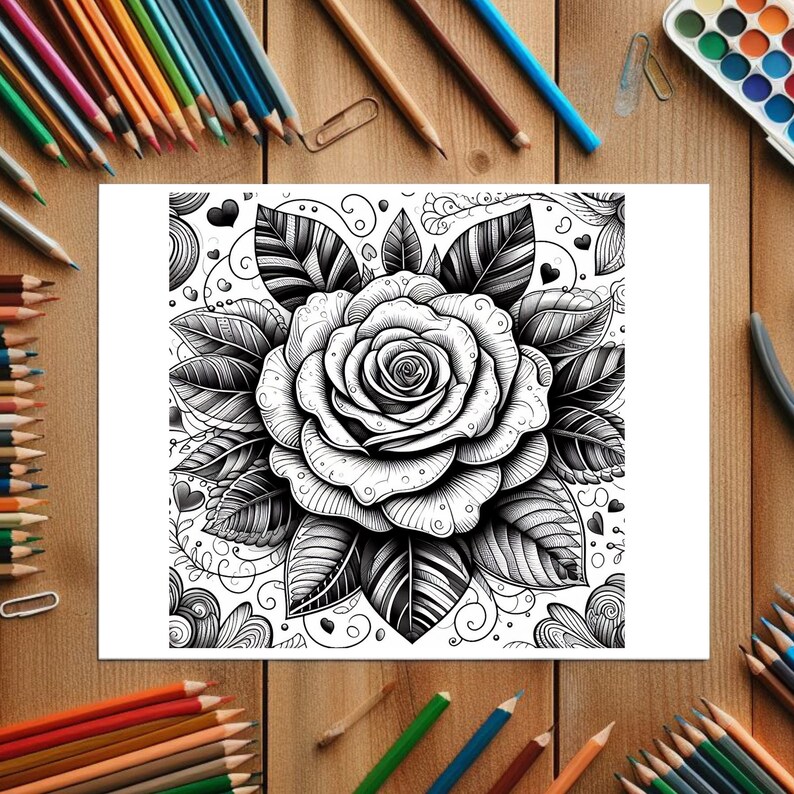 Valentine's Roses COLOURING PAGES 28 Printable Coloring Pages, Mother's ...