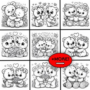 Teddy Bears in Love COLOURING PAGES 25 Printable Coloring Pages, Cute ...