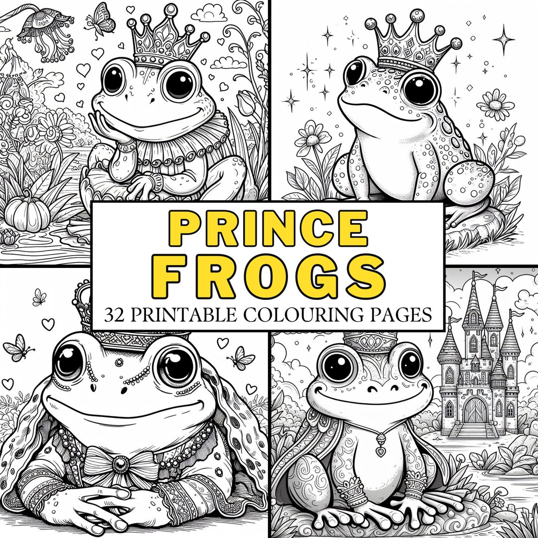 Prince Frogs COLOURING PAGES 32 Printable Valentine's Day Coloring ...