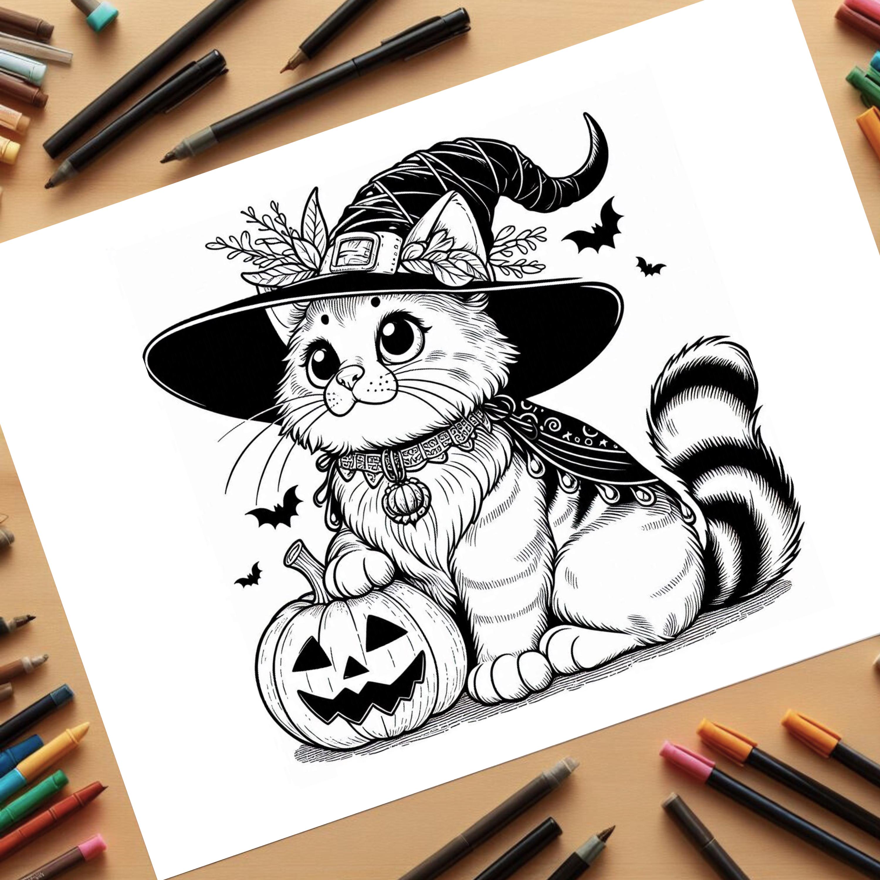 Halloween Witch Kittens COLOURING PAGES 31 Printable Coloring Pages ...