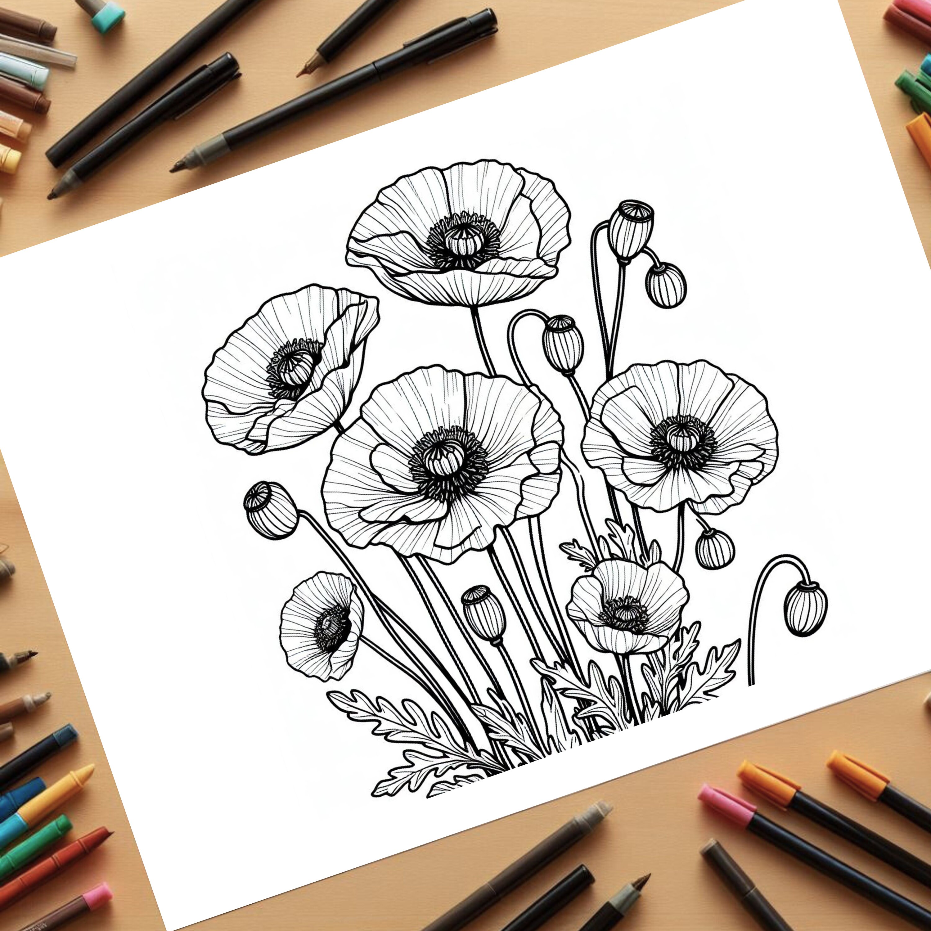 Remembrance Poppies COLOURING PAGES 30 Printable Coloring Pages ...