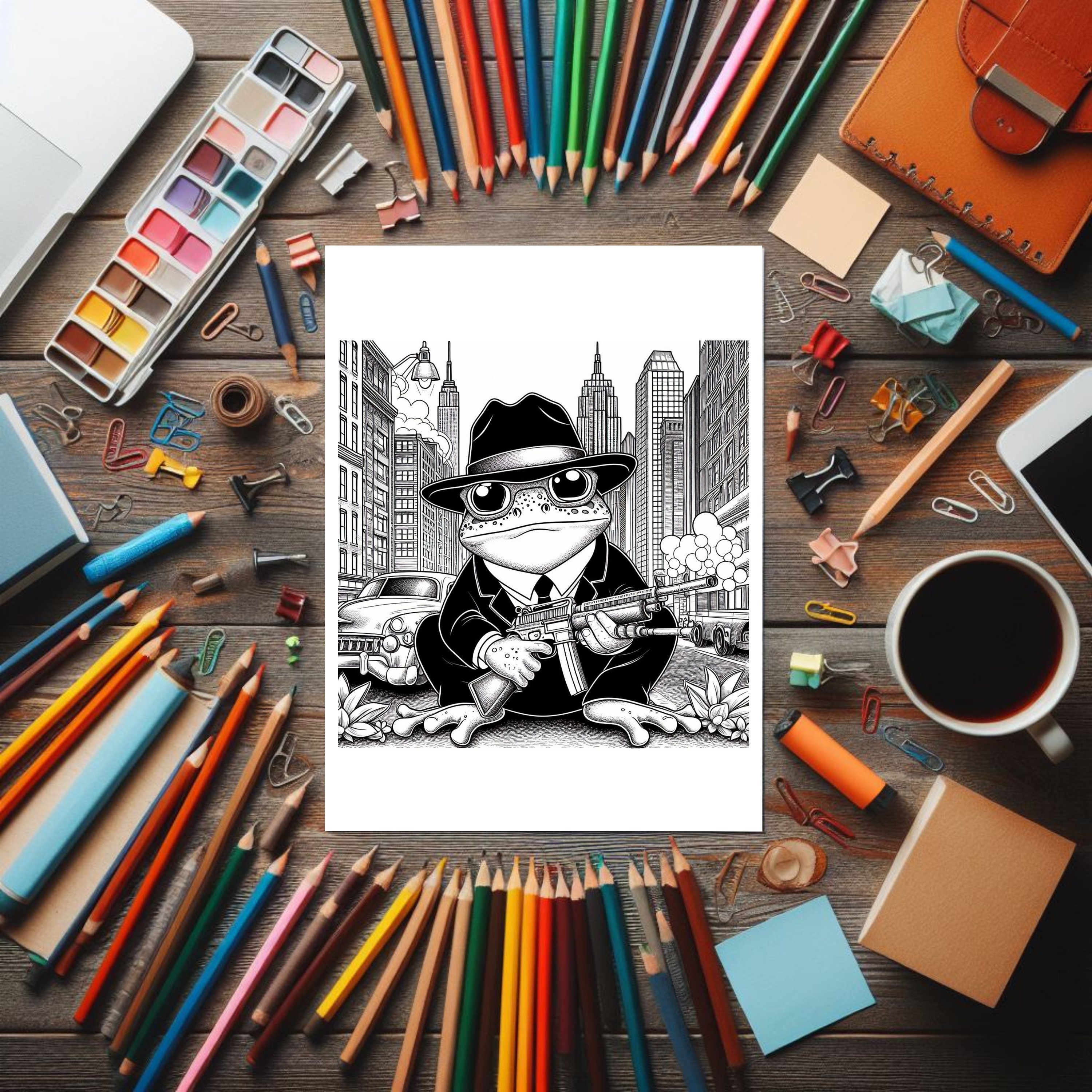 Gangster Frogs COLOURING PAGES 25 Printable Coloring Pages, Funny ...