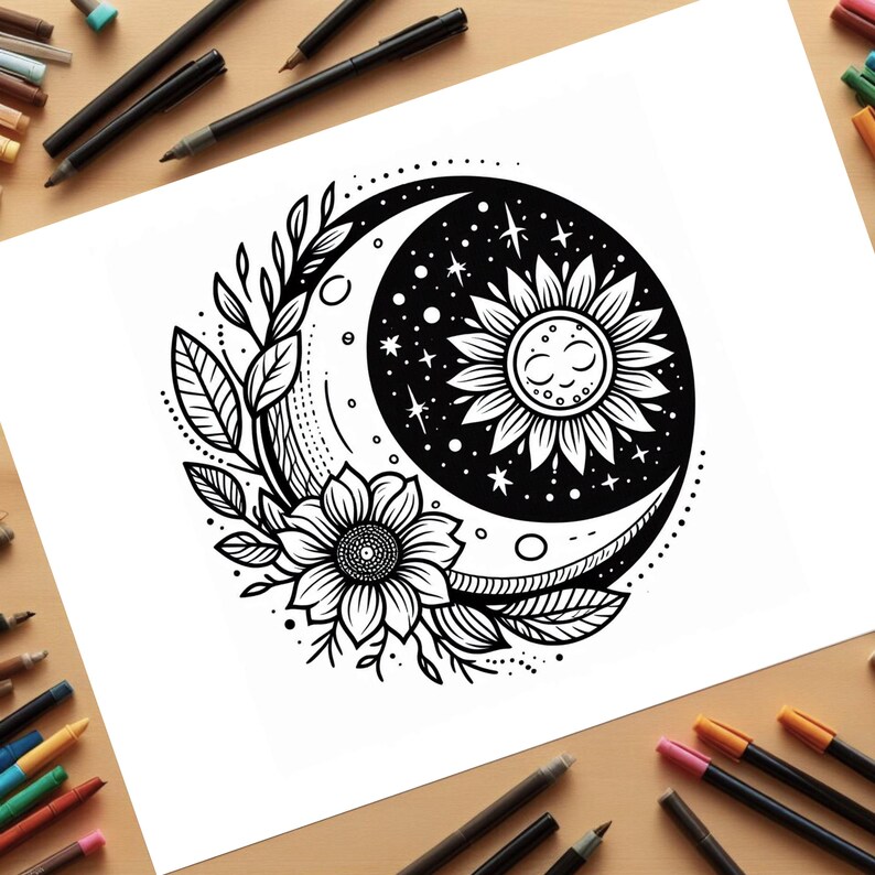 Moon COLOURING PAGES 26 Printable Coloring Pages, Mindful, Relaxing ...