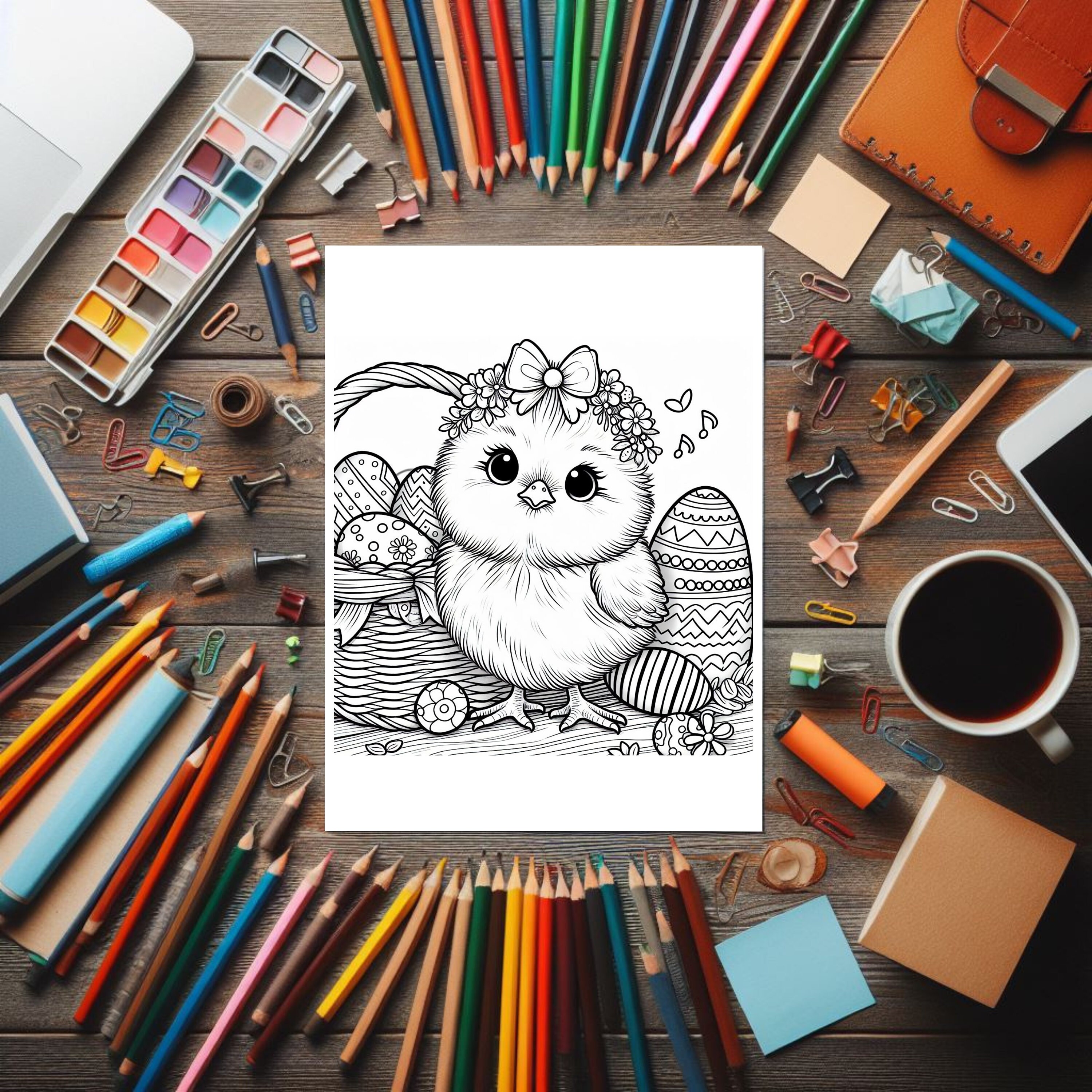 Easter Chicks COLOURING PAGES, 28 Printable Coloring Pages, Cute ...