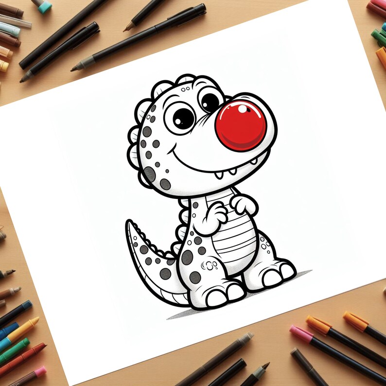 Red Nose Day Dinosaurs COLOURING PAGES 19 Printable Coloring Pages, Fun ...