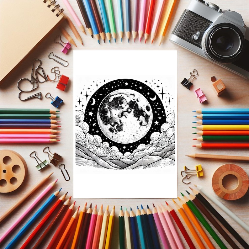 Moon COLOURING PAGES 26 Printable Coloring Pages, Mindful, Relaxing ...