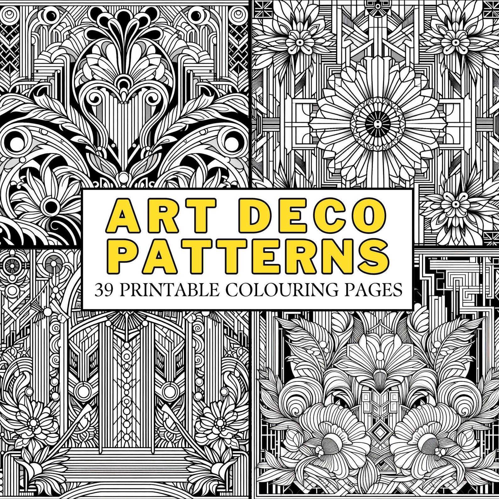 Art Deco COLOURING PAGES 39 Printable Coloring Pages, Vintage, Retro ...