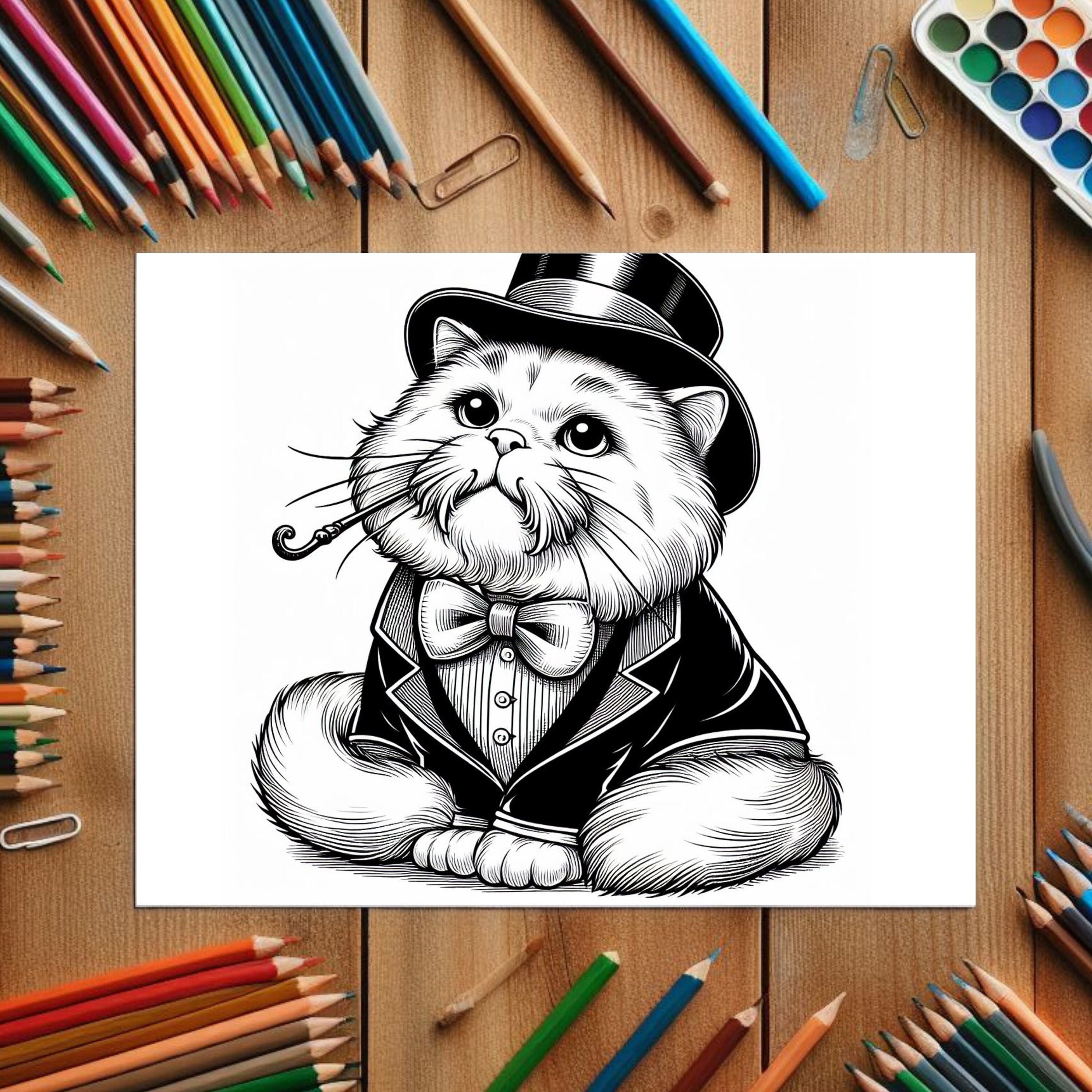 Gentleman Cats COLOURING PAGES 20 Printable Coloring Pages, Funny ...