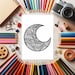 Zentangle Moon COLOURING PAGES 42 Printable Coloring Pages, Mindful ...