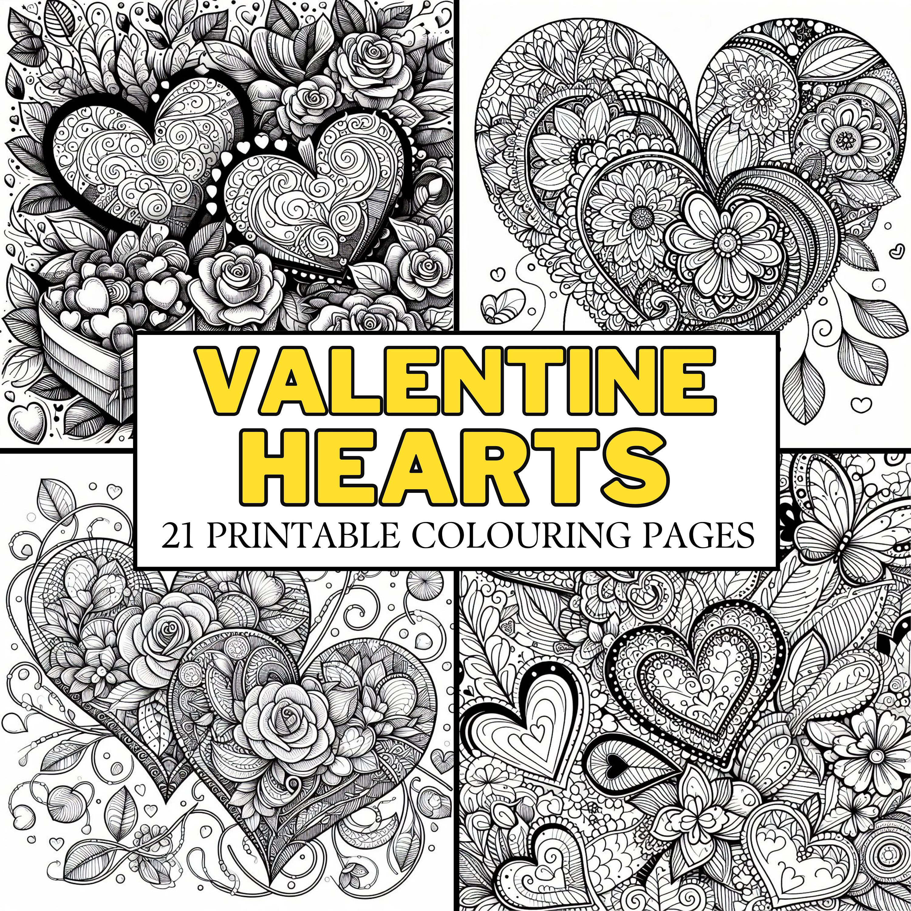 Valentine's Hearts COLOURING PAGES 21 Printable Coloring Pages ...