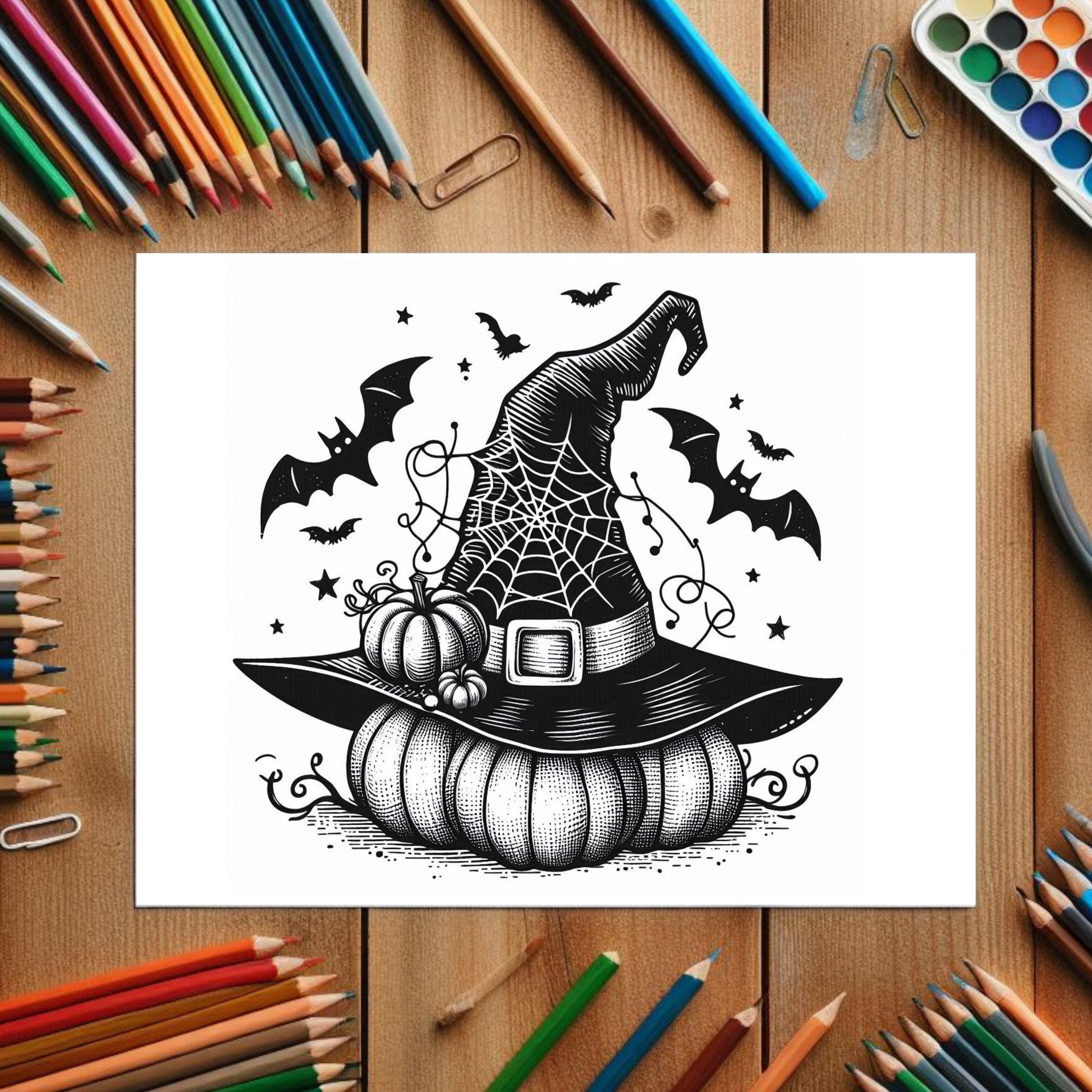 Halloween Hats COLOURING PAGES 25 Printable Coloring Pages, Fun Festive ...