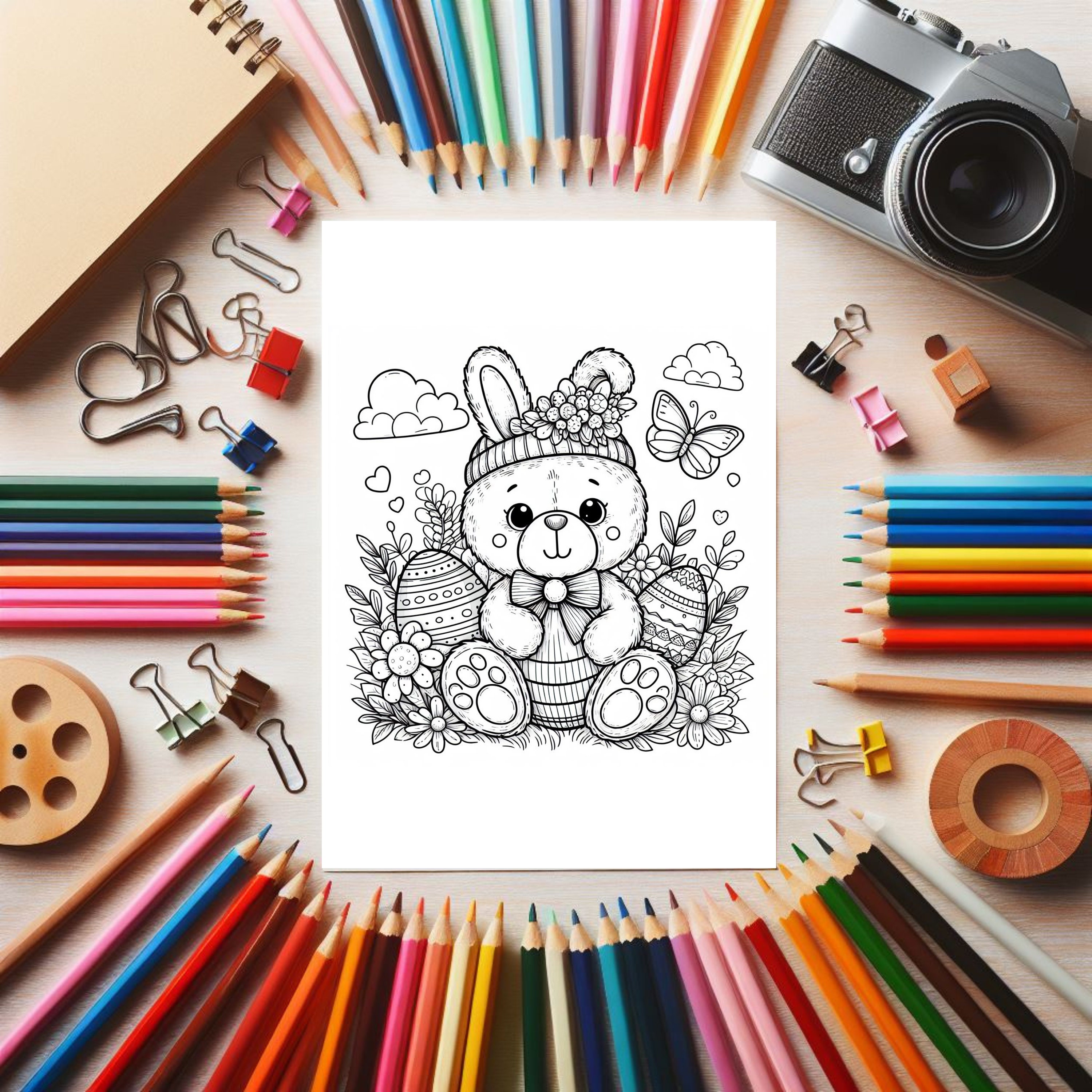 Easter Bunny Teddy Bears COLOURING PAGES 46 Printable Coloring, Cute ...