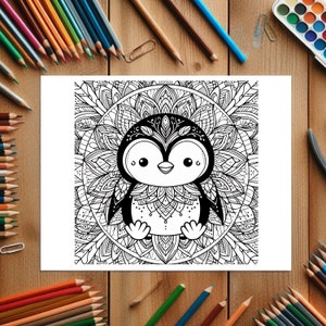 Mandala Penguins COLOURING PAGES 33 Printable Coloring Pages, Mindful ...