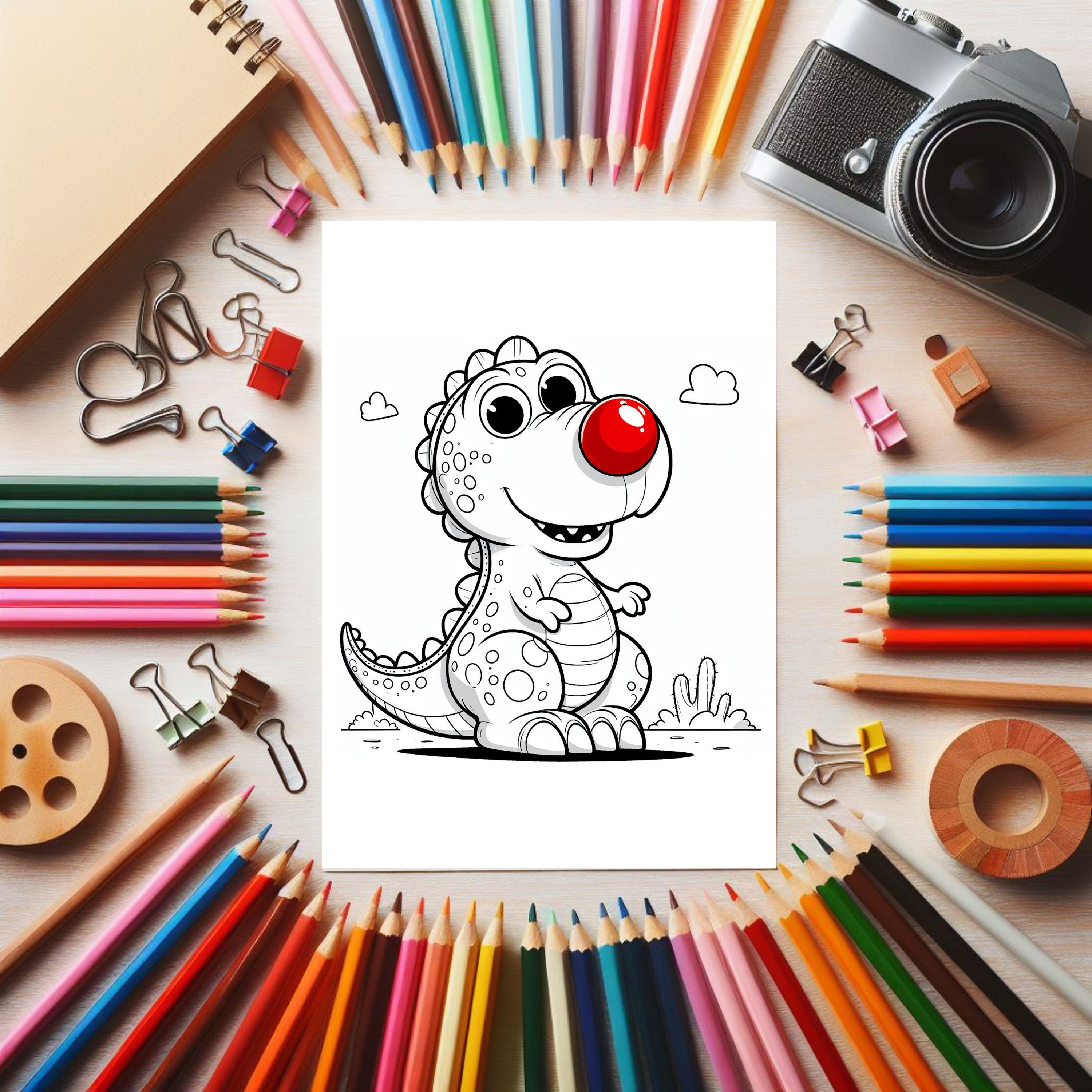 Red Nose Day Dinosaurs COLOURING PAGES 19 Printable Coloring Pages, Fun ...