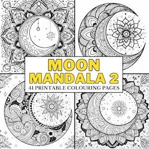 Moon Mandala COLOURING PAGES 41 Printable Coloring Pages, Mindful ...