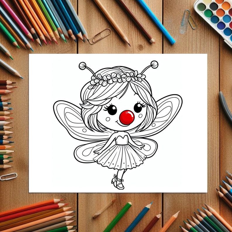 Red Nose Day Fairies COLOURING PAGES 20 Printable Coloring Pages, Fun ...