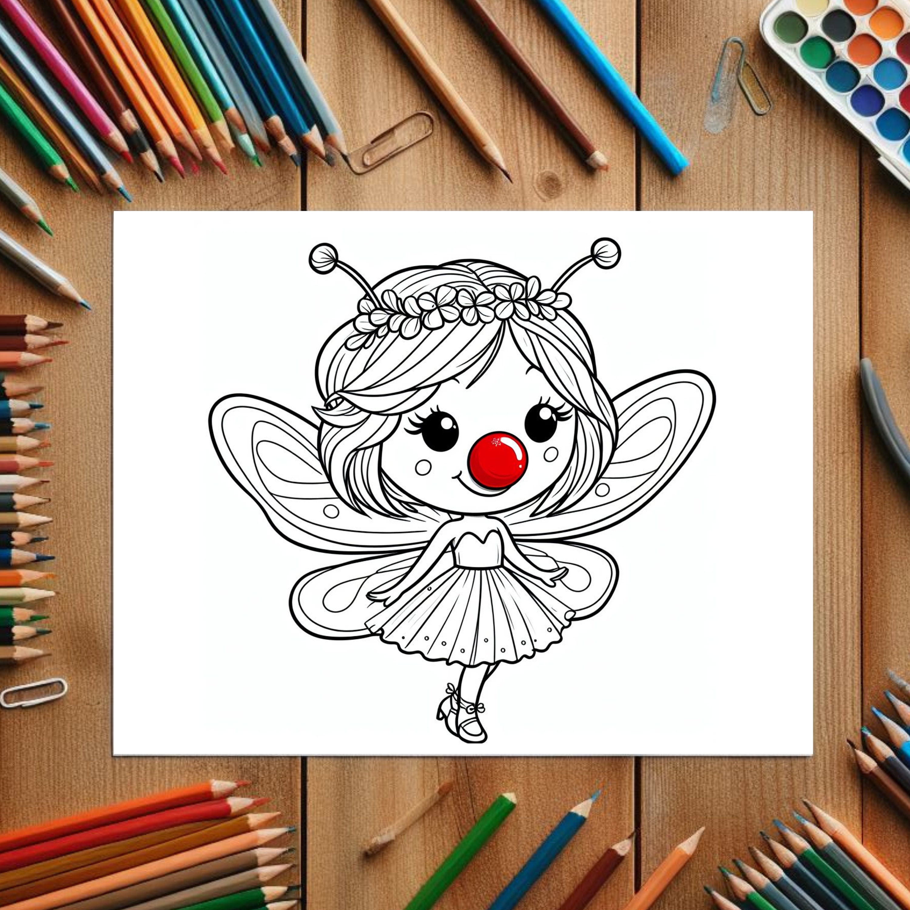Red Nose Day Fairies COLOURING PAGES 20 Printable Coloring Pages, Fun ...