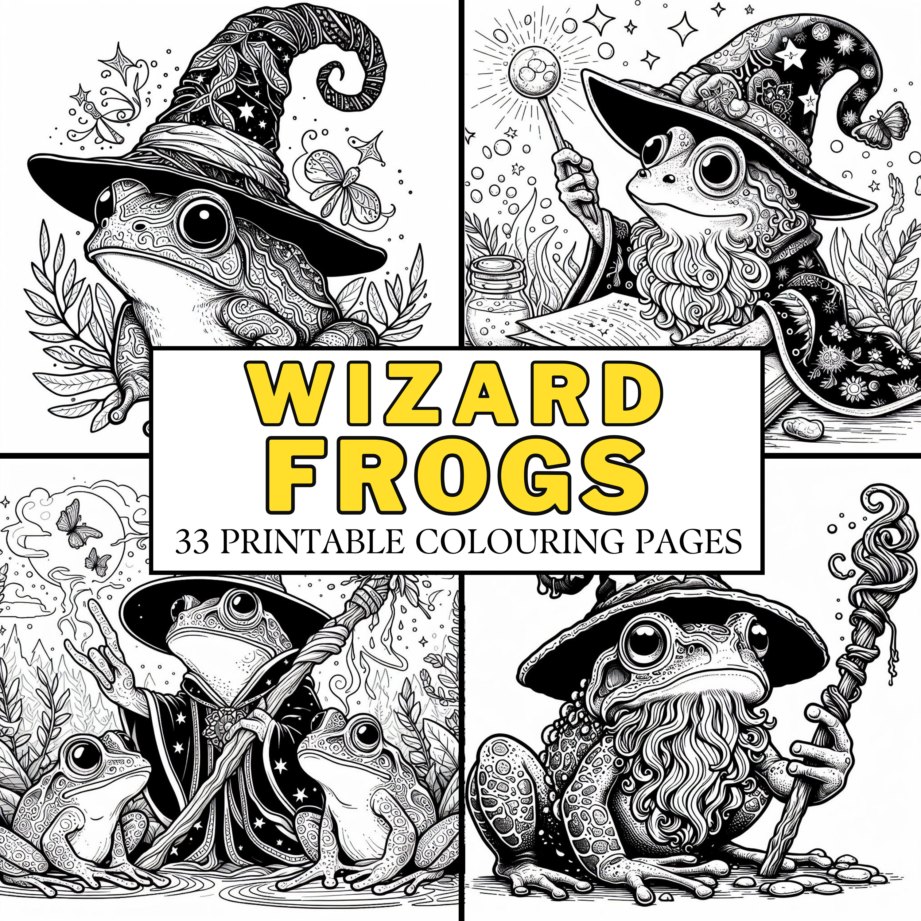 Wizard Frogs COLOURING PAGES 33 Printable Unique Coloring Pages, Fun for Kids and Adults - Etsy