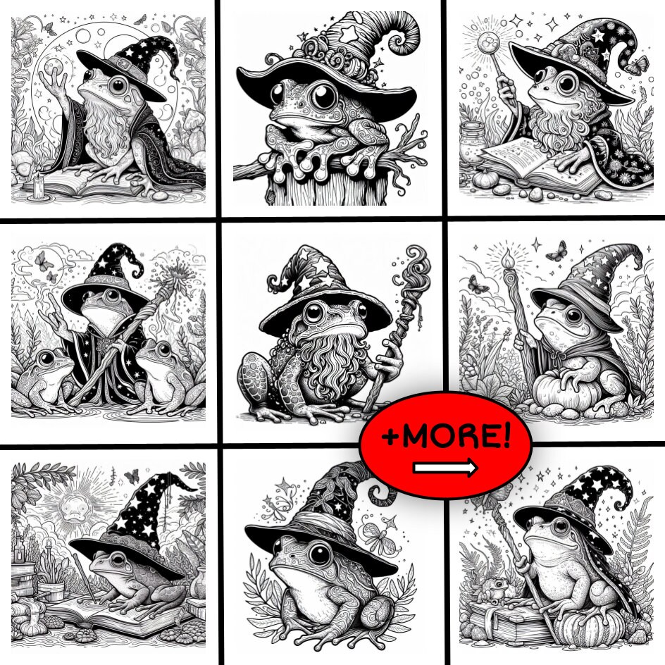 Wizard Frogs COLOURING PAGES 33 Printable Unique Coloring Pages, Fun for Kids and Adults - Etsy