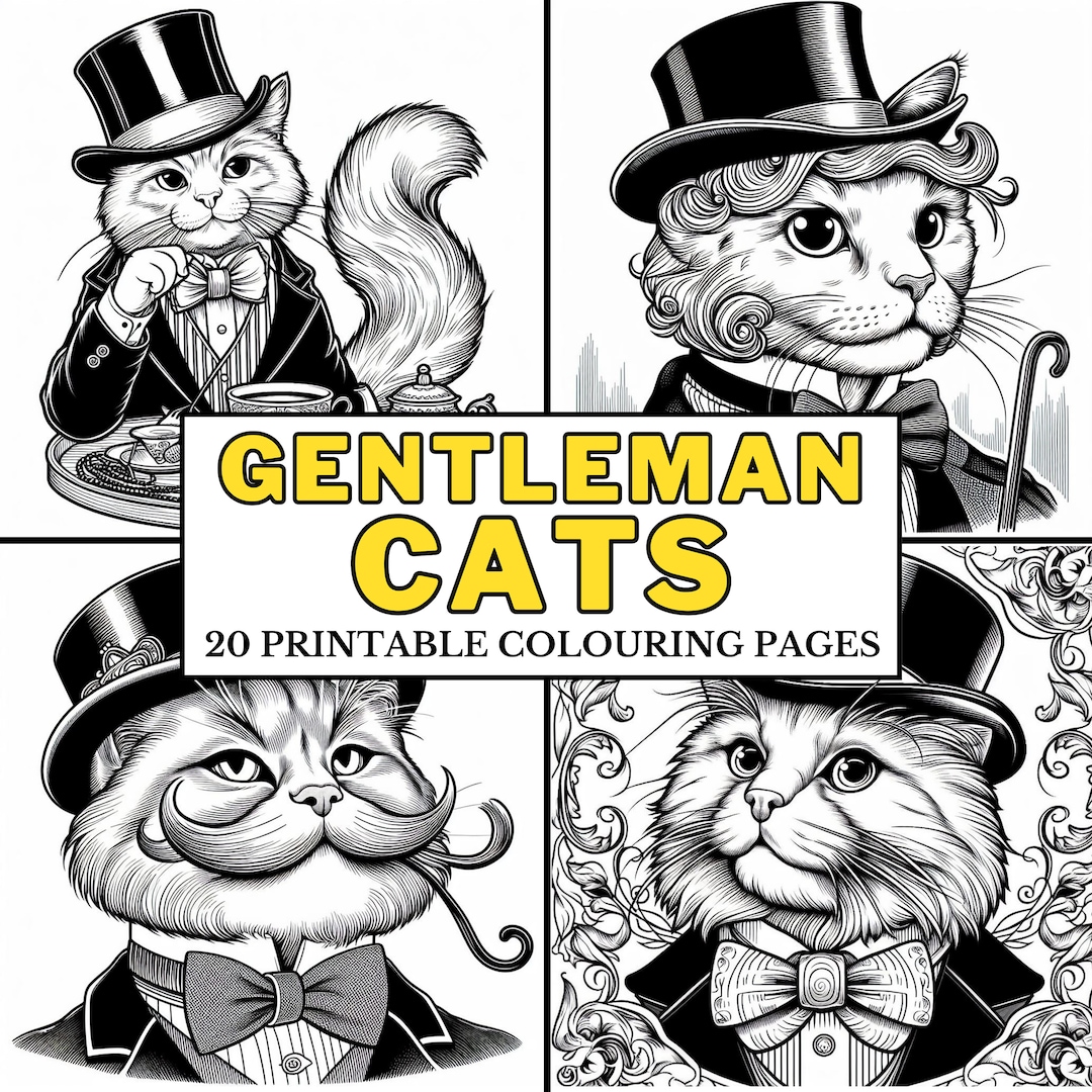 Gentleman Cats COLOURING PAGES 20 Printable Coloring Pages, Funny ...