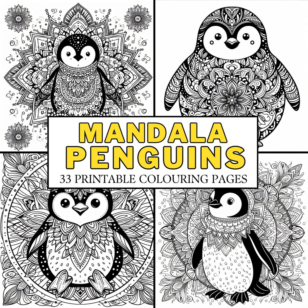 Mandala Penguins COLOURING PAGES 33 Printable Coloring Pages, Mindful ...