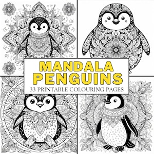 Mandala Penguins COLOURING PAGES 33 Printable Coloring Pages, Mindful ...