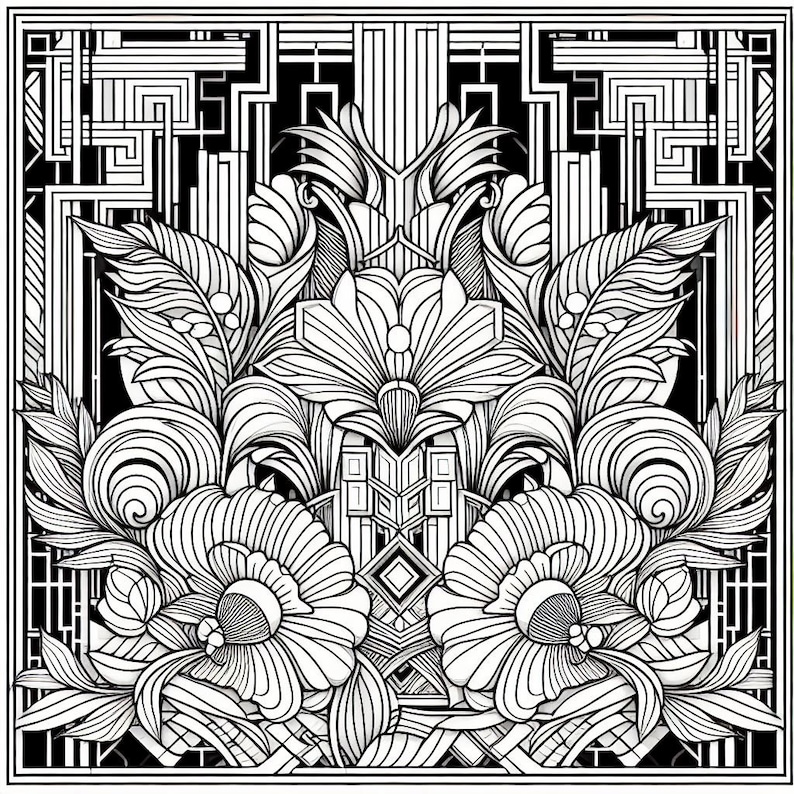 Art Deco COLOURING PAGES 39 Printable Coloring Pages, Vintage, Retro ...