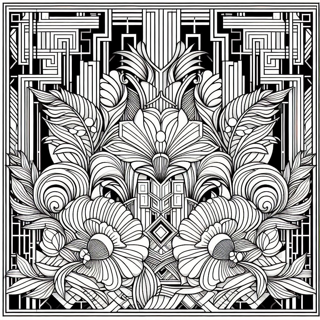 Art Deco COLOURING PAGES 39 Printable Coloring Pages, Vintage, Retro ...