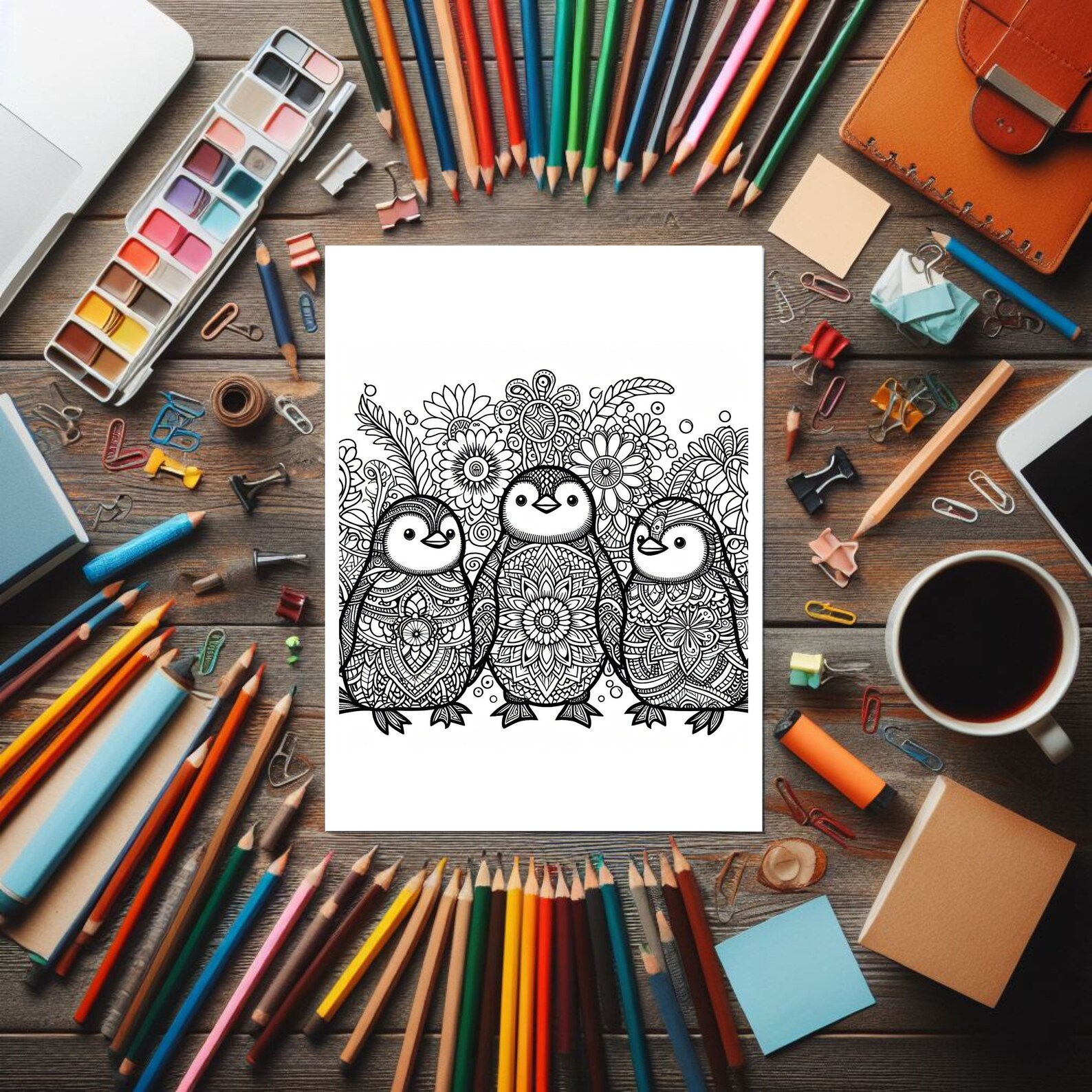 Mandala Penguins COLOURING PAGES 33 Printable Coloring Pages, Mindful ...