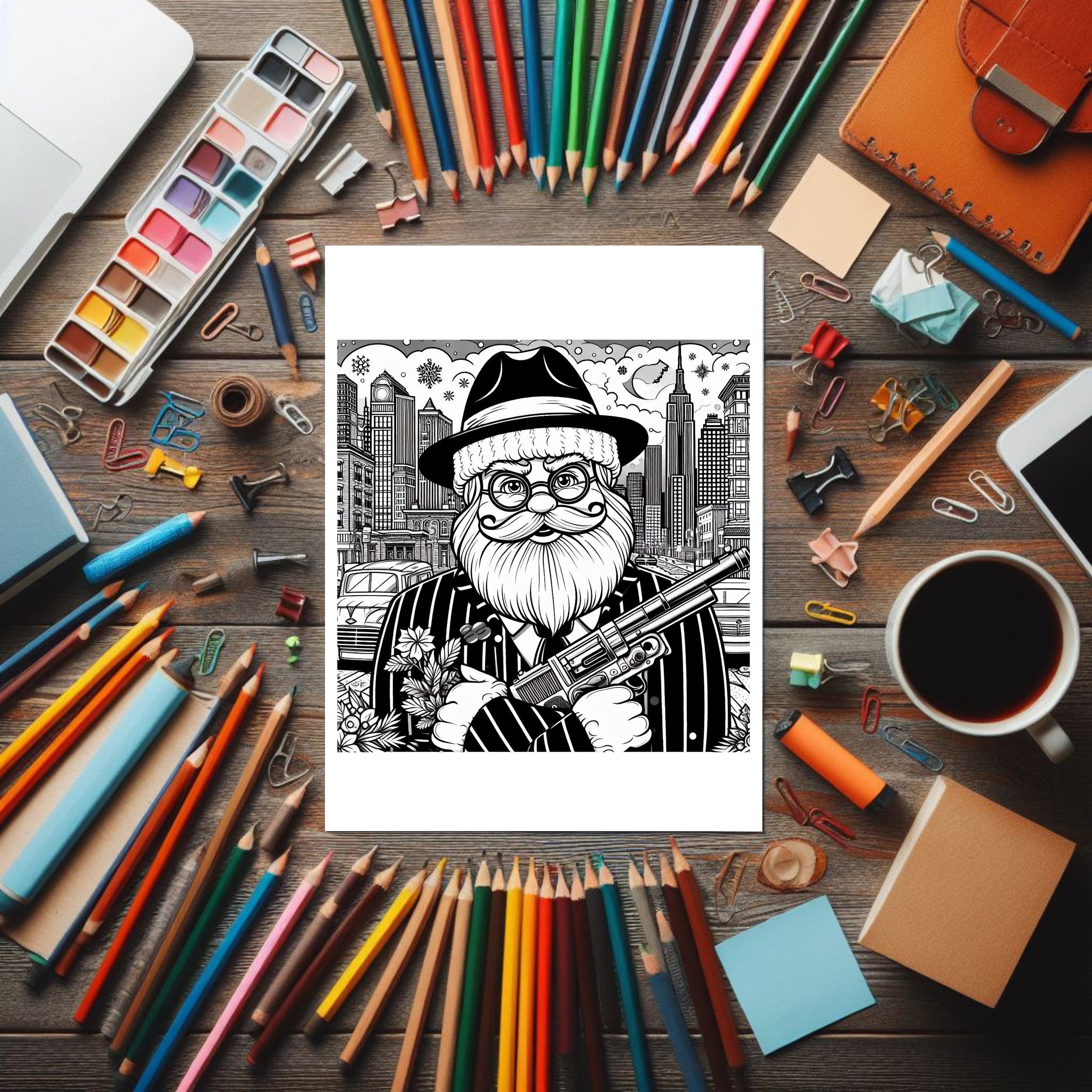 Gangster Santa COLOURING PAGES 39 Printable Funny Unique Coloring Pages ...