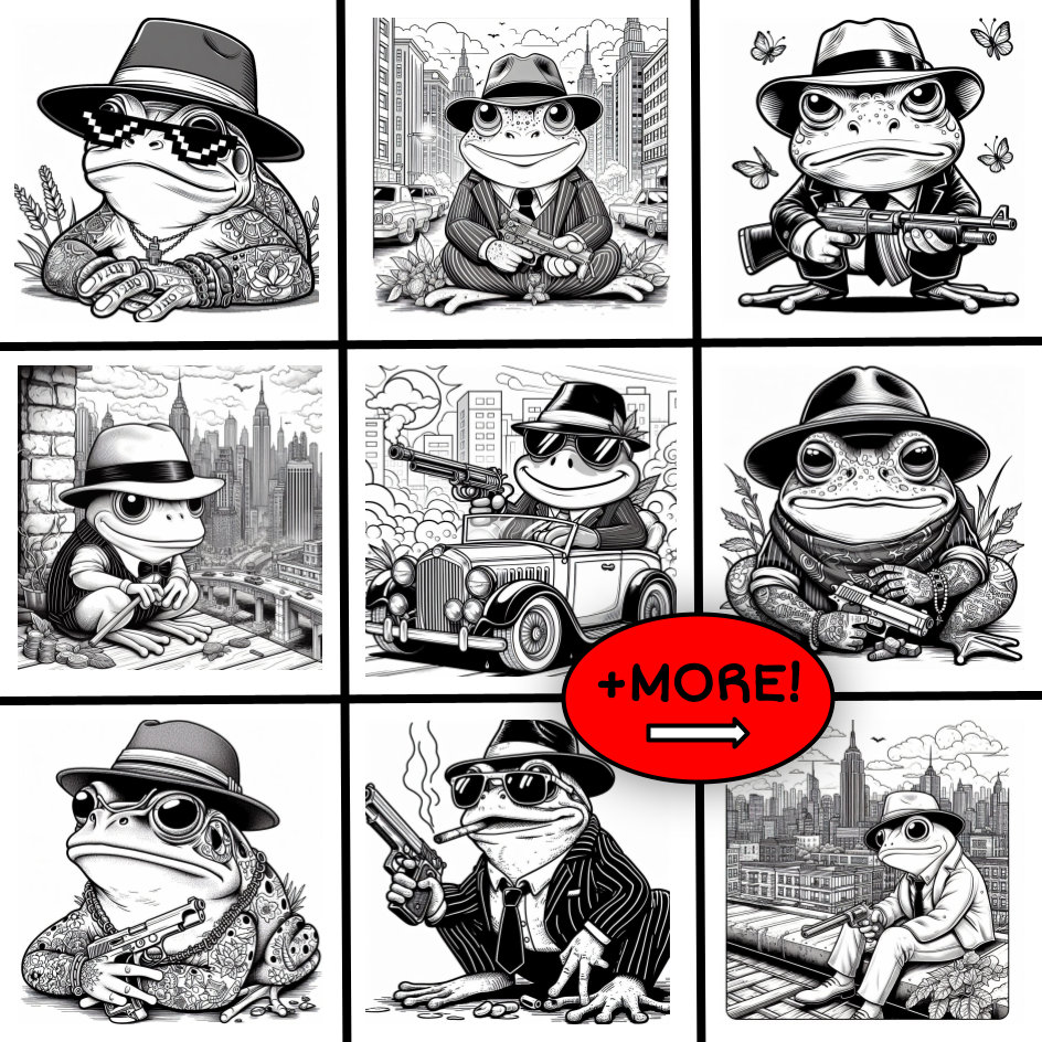 Gangster Frogs COLOURING PAGES 25 Printable Coloring Pages, Funny ...